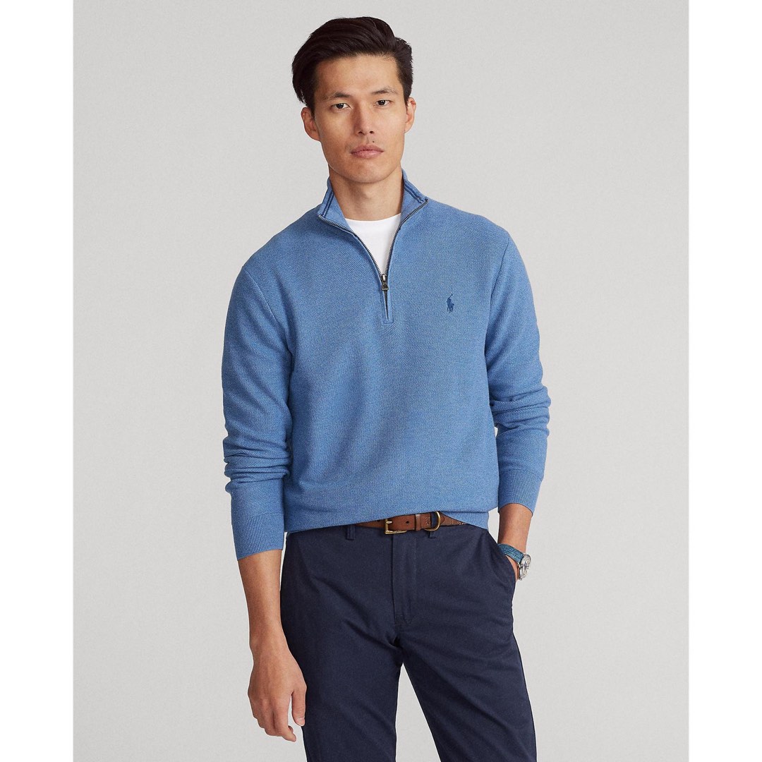 Ralph Lauren Blue Quarter Zip Half Zip RL, Men's Fashion, Coats ...