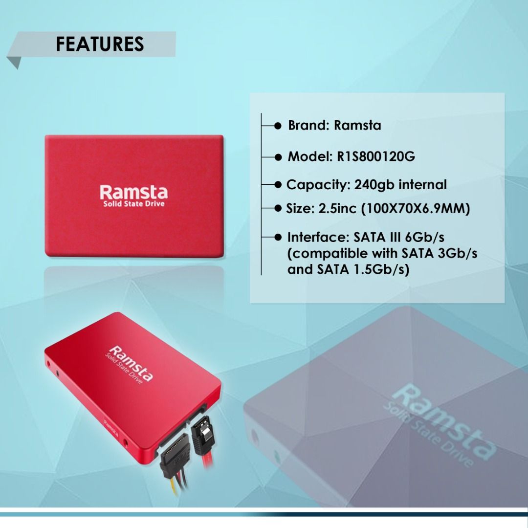 RAMSTA 512gb 2.5inc S800 SATA III SOLID STATE DRIVE (SSD ) For PC and ...