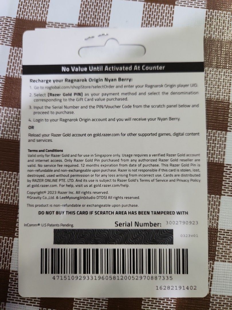 RAZER GOLD RAGNAROK ORIGIN Gift Card, Video Gaming, Gaming Accessories ...