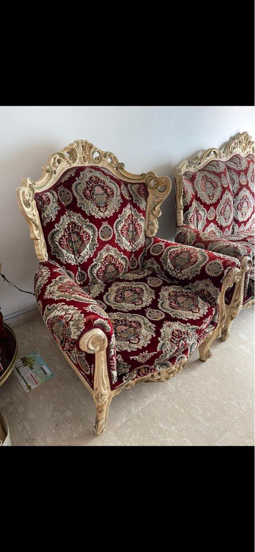 Red Embroidered Sofa, Furniture & Home Living, Furniture, Sofas on ...