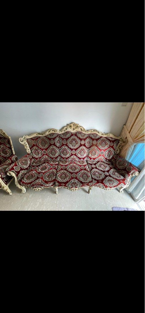 Red Embroidered Sofa, Furniture & Home Living, Furniture, Sofas on ...