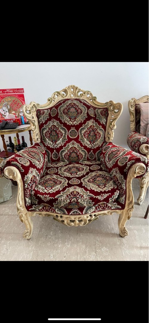 Red Embroidered Sofa, Furniture & Home Living, Furniture, Sofas on ...