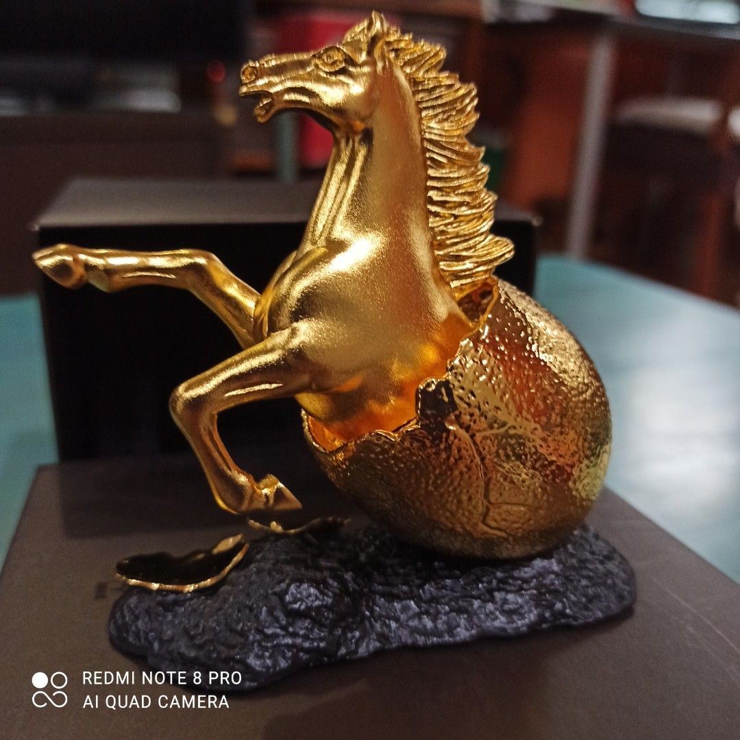 Risis Horse emerging from egg, 24K gold plated, Hobbies & Toys ...