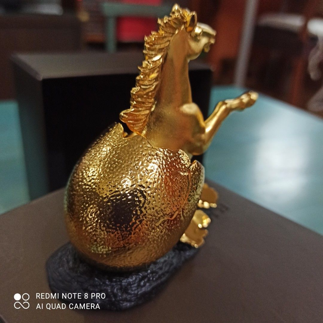 Risis Horse emerging from egg, 24K gold plated, Hobbies & Toys ...