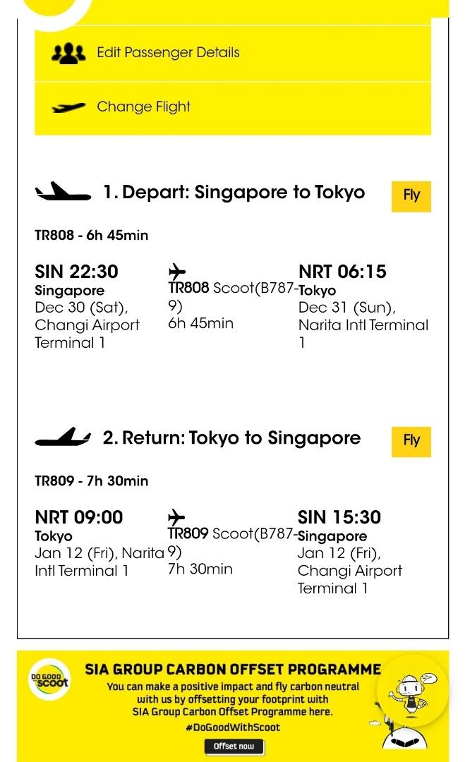 Last 29 days for Scoot Japan Air ticket (Adult 2 pax) Return trip ...
