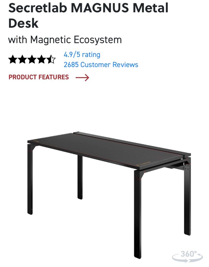 Secretlab magnus metal desk, Furniture & Home Living, Furniture, Tables ...