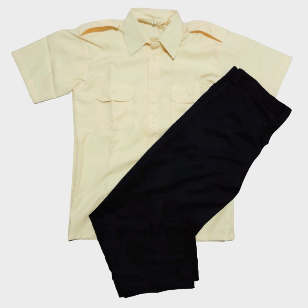 Seragam Satpam PDH Cream Satu Stel + Atribut Lengkap, Fesyen Pria ...