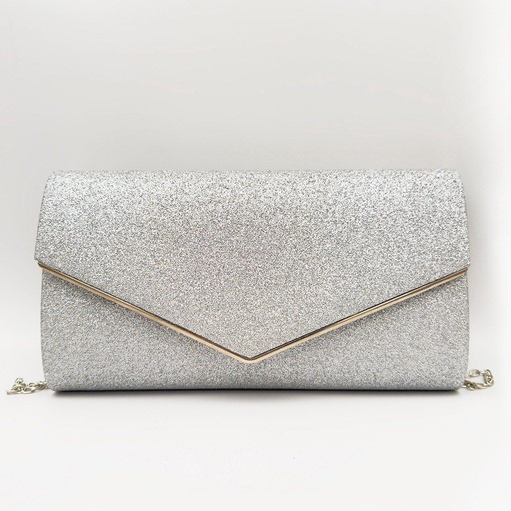 silver evening clutch, Women's Fashion, Bags & Wallets, Clutches on ...