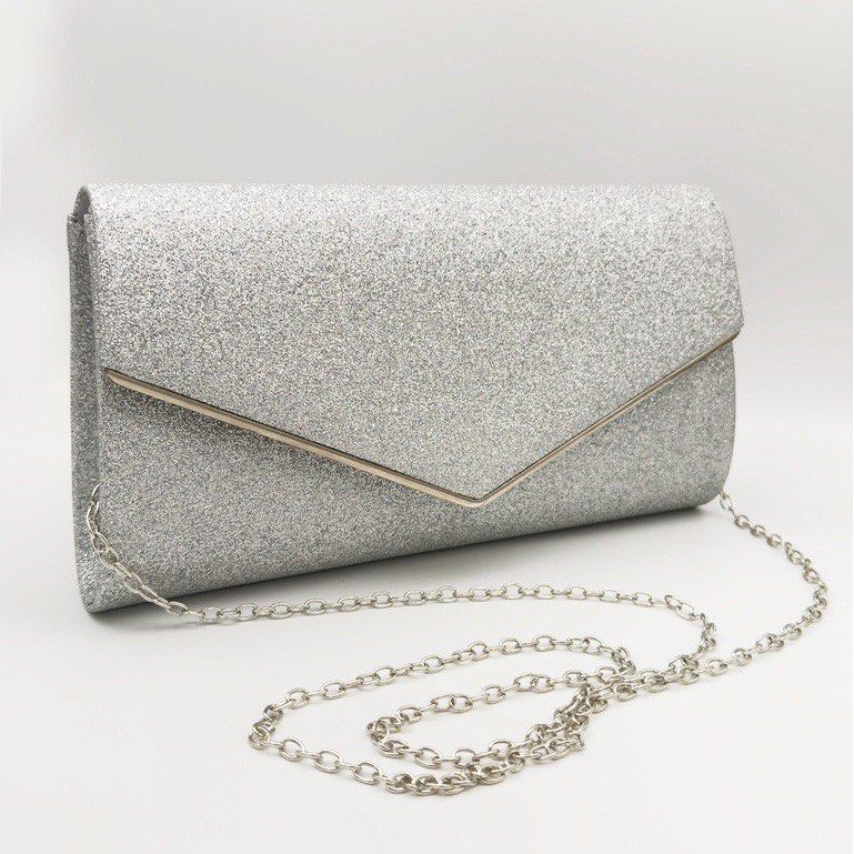 silver evening clutch, Women's Fashion, Bags & Wallets, Clutches on ...