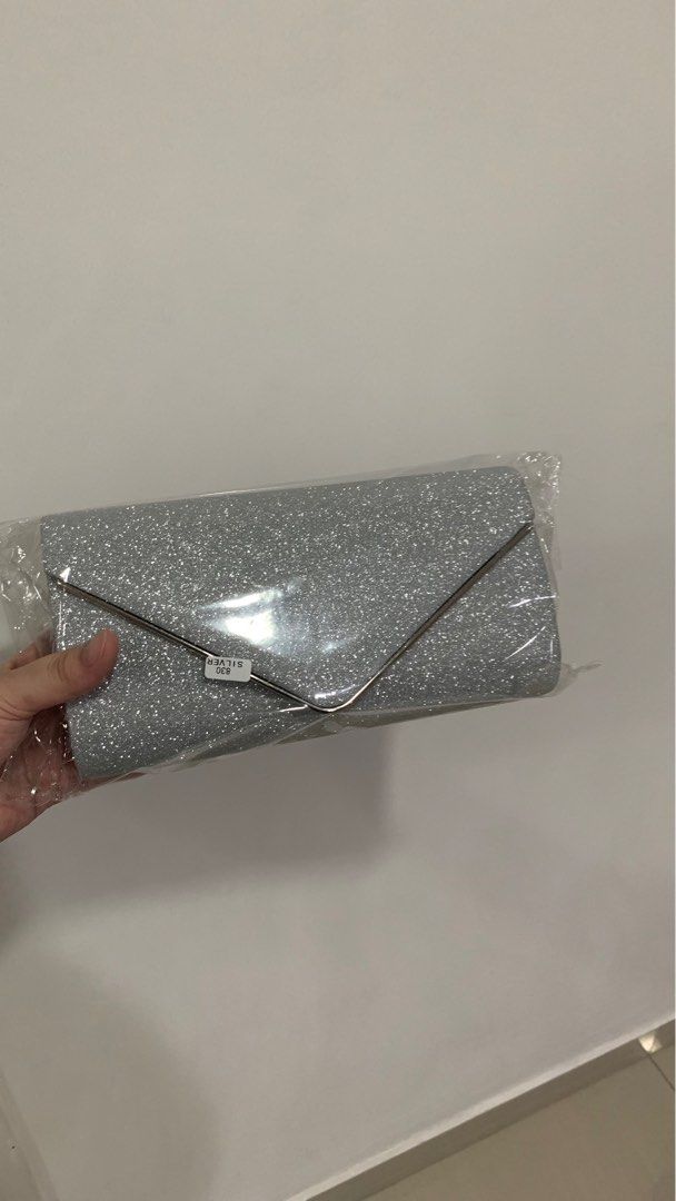 silver evening clutch, Women's Fashion, Bags & Wallets, Clutches on ...