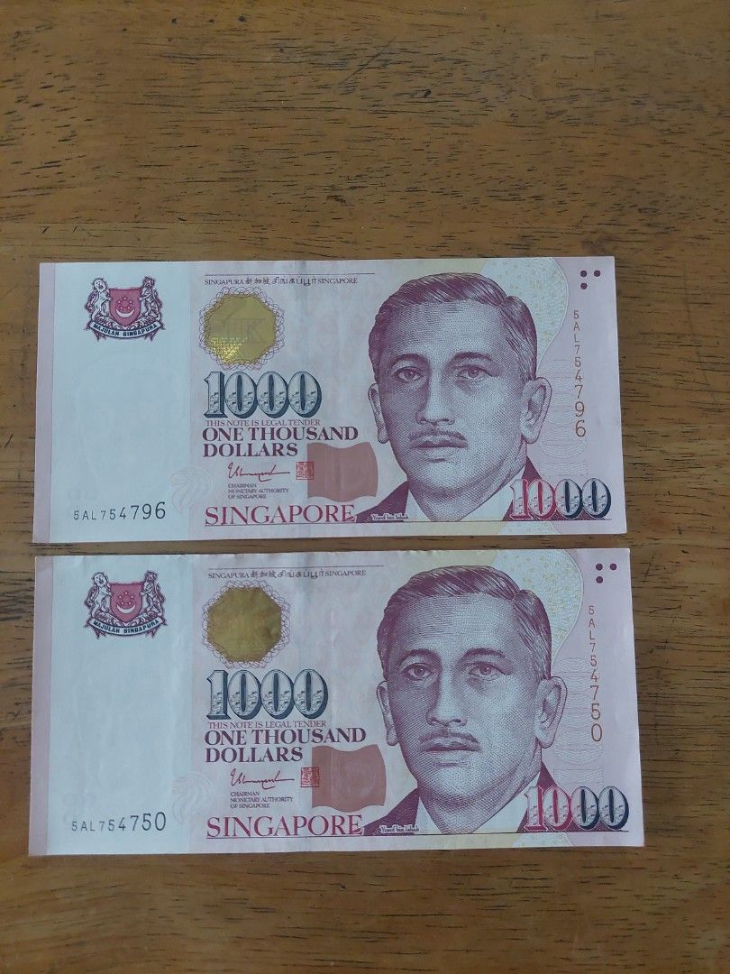 Singapore Dollar SGD $1000 note, Hobbies & Toys, Memorabilia ...