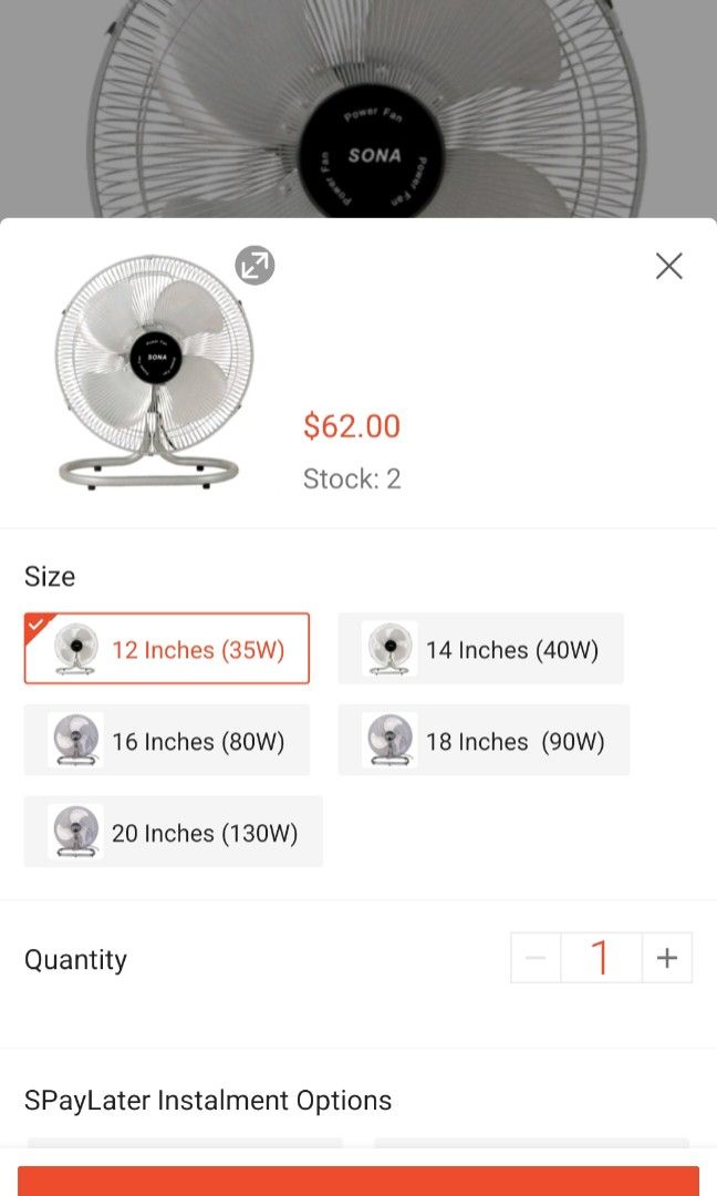 Sona 12 inches Power fan, Furniture & Home Living, Lighting & Fans ...