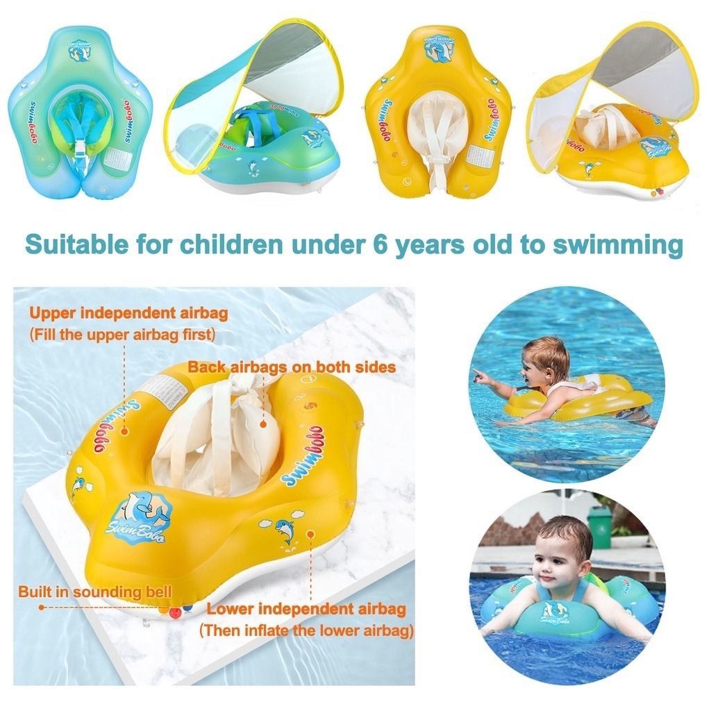 Swim Bobo Baby Float with Sunshade - Yellow, Babies & Kids, Infant ...
