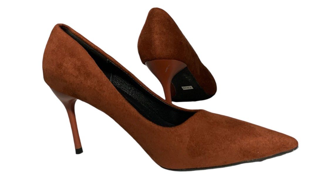 terracotta suede 3” heels stiletto, Women's Fashion, Footwear, Heels on ...