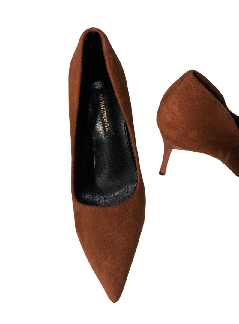 terracotta suede 3” heels stiletto, Women's Fashion, Footwear, Heels on ...