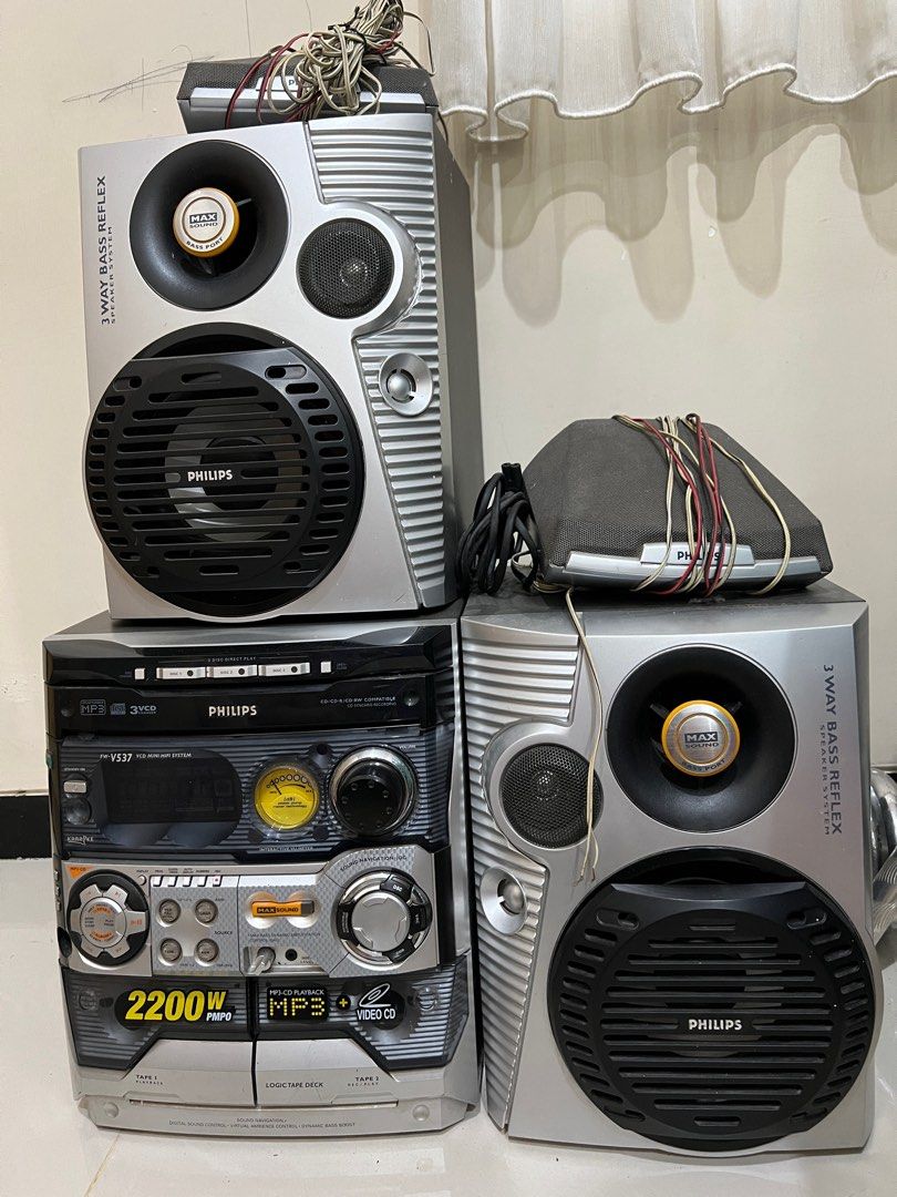 Vcd player speaker philips FW-V537 VCD MINI HIFI SYSTEM, Elektronik ...