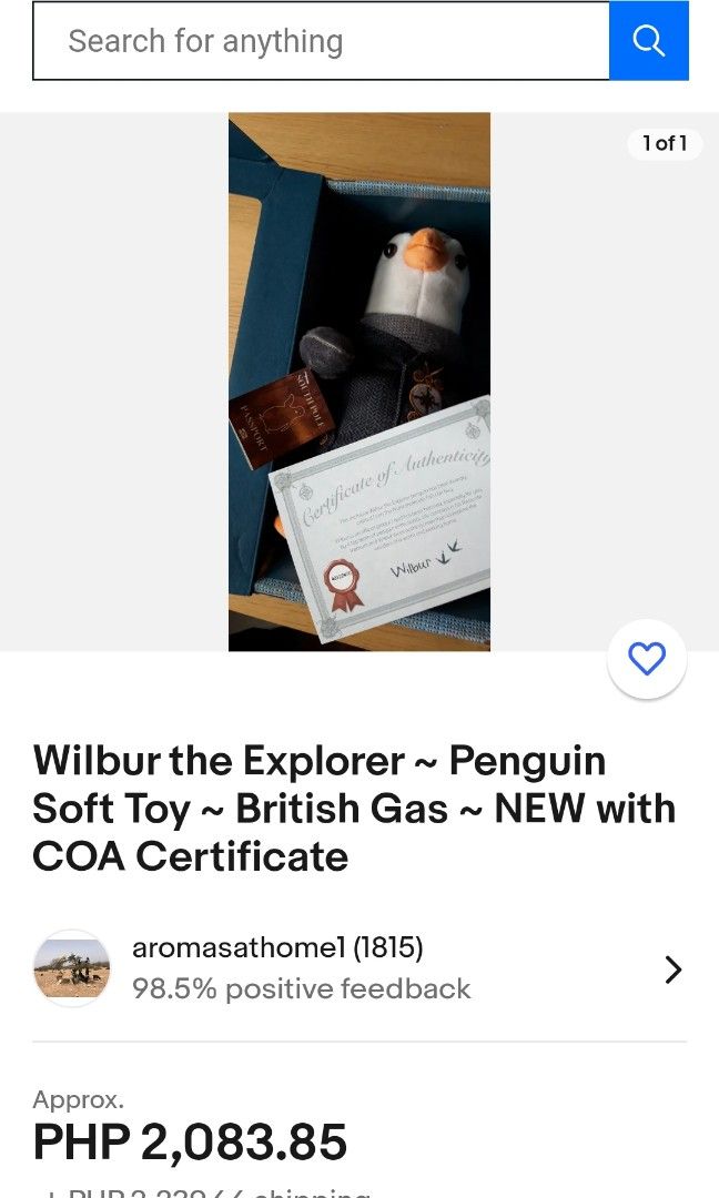 VERY CUTE WILBUR THE EXPLORER PENGUIN COMFORT PLUSH TOY BY BRITISH GAS ...
