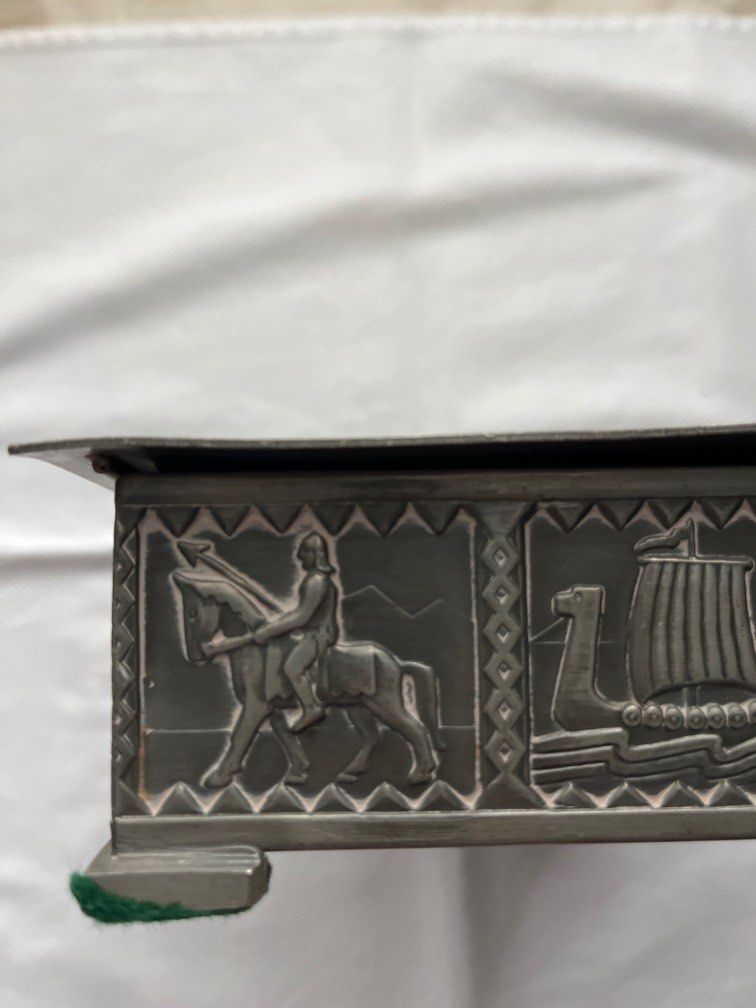 Vintage rectangular pewter and wood box, Hobbies & Toys, Memorabilia ...