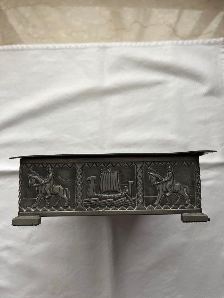Vintage rectangular pewter and wood box, Hobbies & Toys, Memorabilia ...