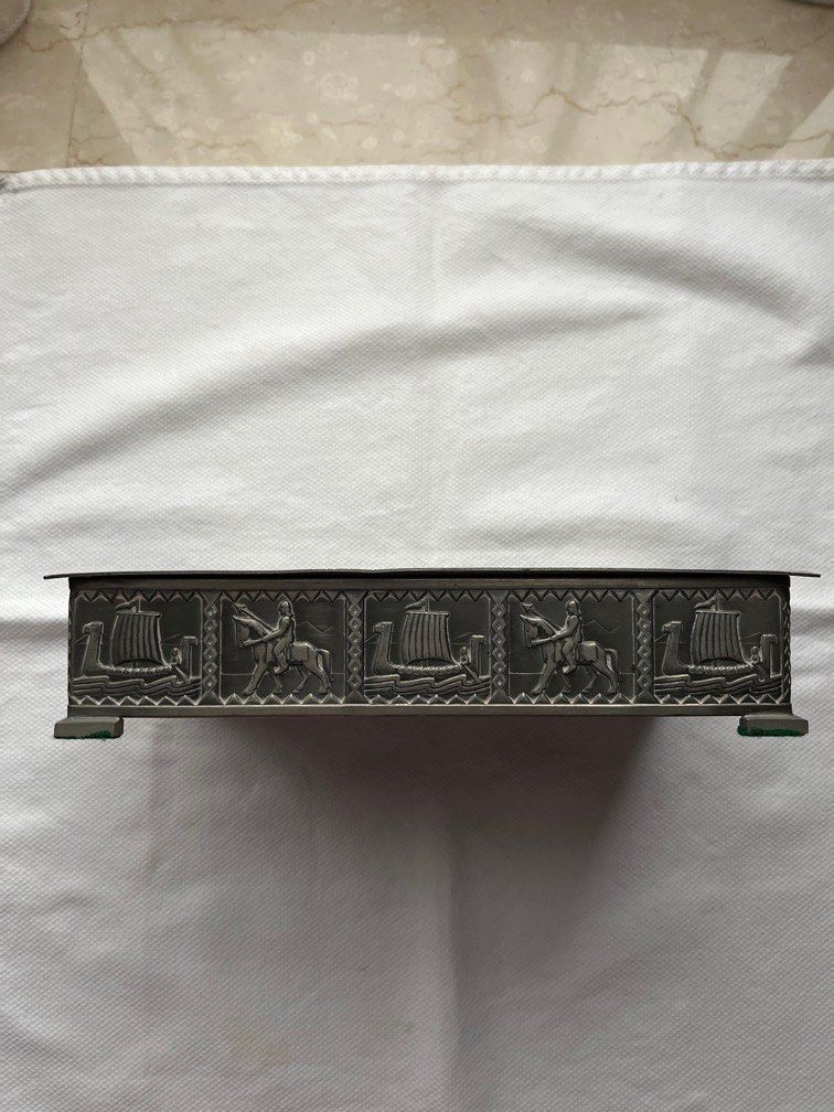 Vintage rectangular pewter and wood box, Hobbies & Toys, Memorabilia ...