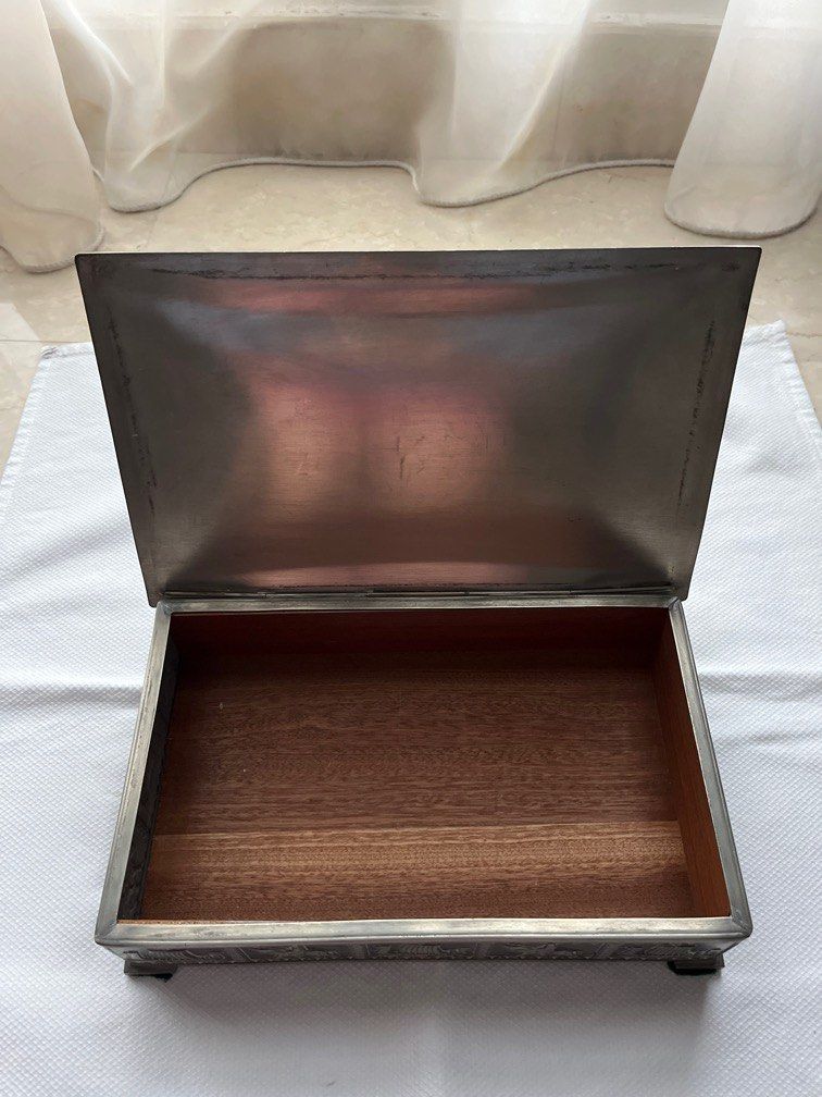 Vintage rectangular pewter and wood box, Hobbies & Toys, Memorabilia ...