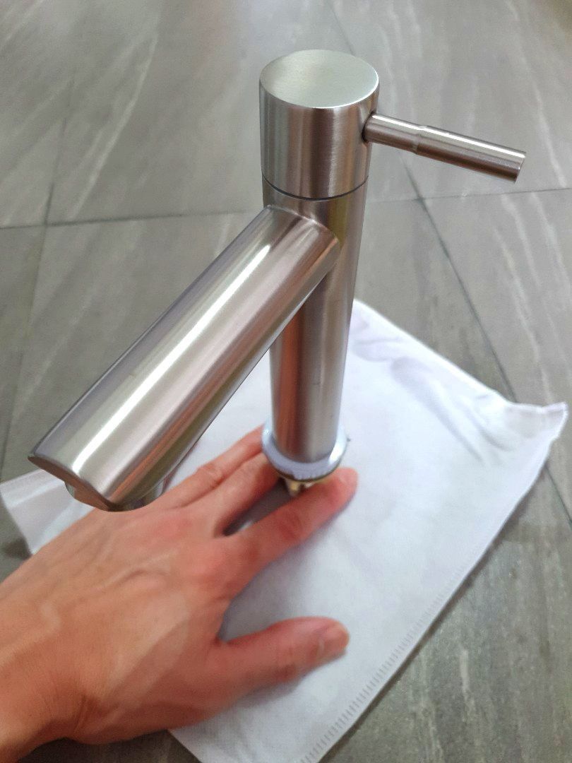 Wash Basin Water Tap Silver Chrome Matt, Furniture & Home Living ...