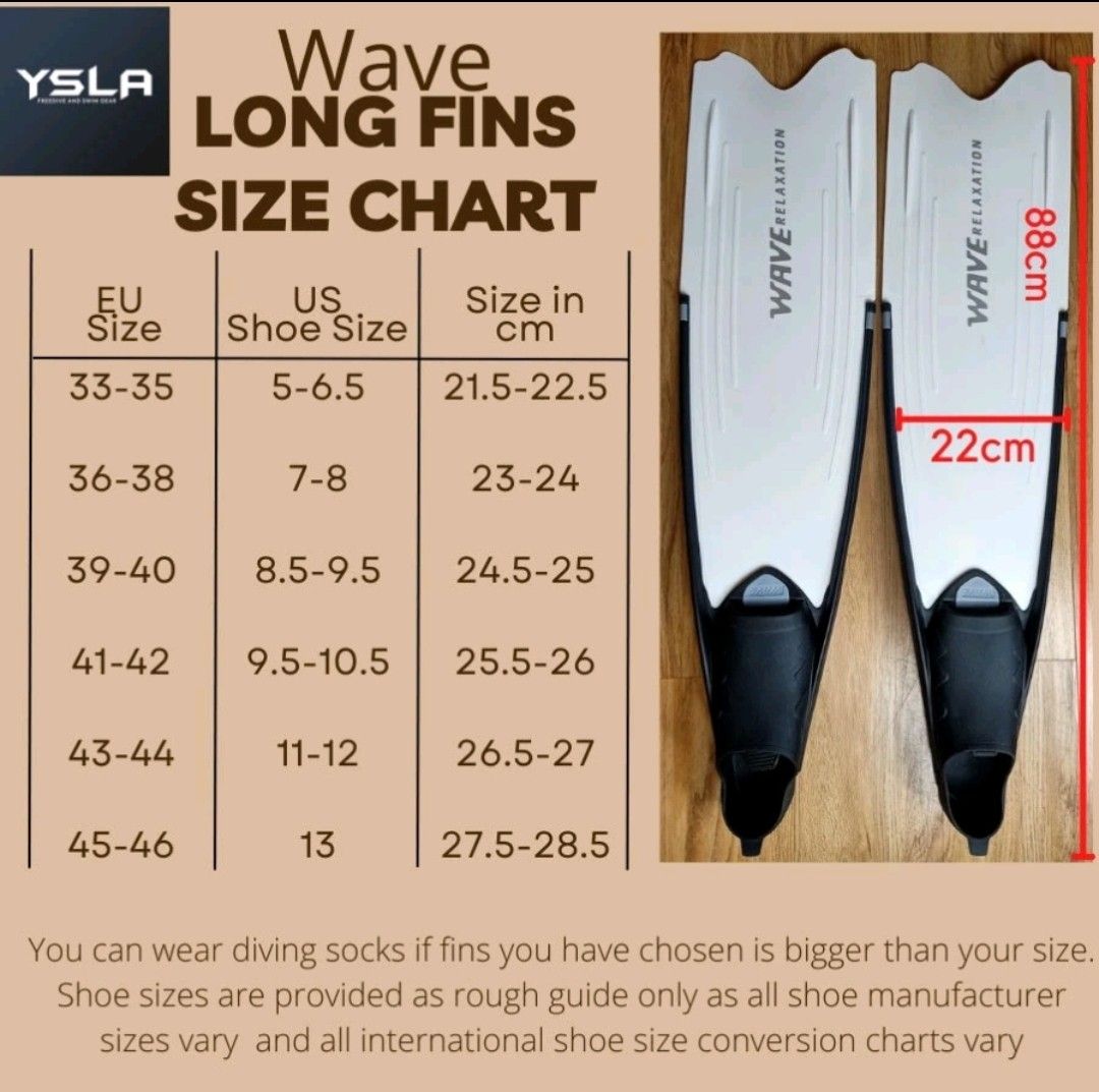 Wave long fins (YSLA), Sports Equipment, Sports & Games, Water Sports ...