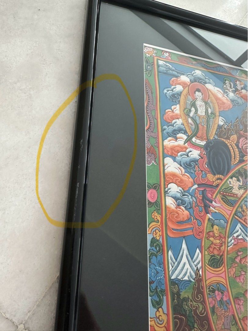 100% hand-drawn Thangka painting made in Kathmandu Valley “Wheel of ...