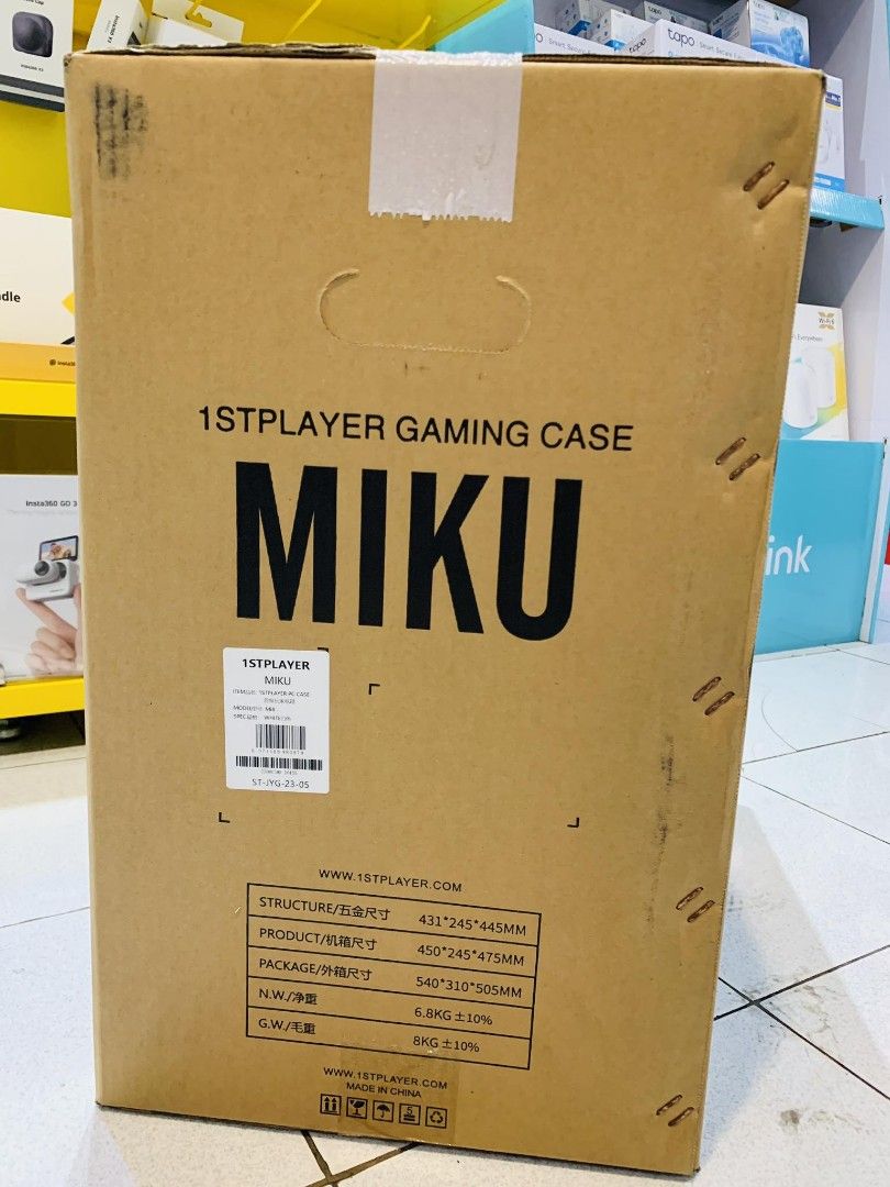 1STPLAYER Miku MI8 Gaming PC Case ATX Tempered Glass Front Side White ...