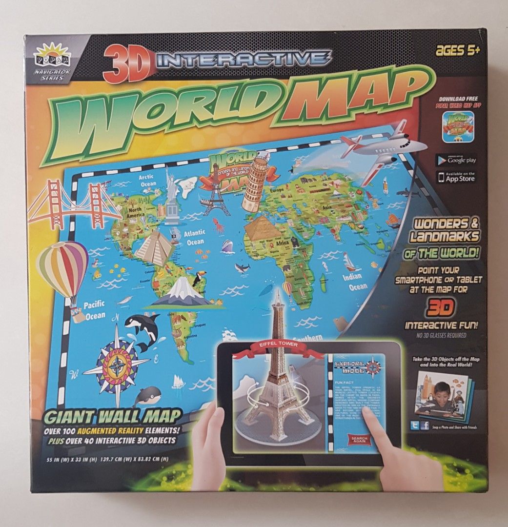 3D Interactive Giant World Map (5+), Hobbies & Toys, Toys & Games on ...