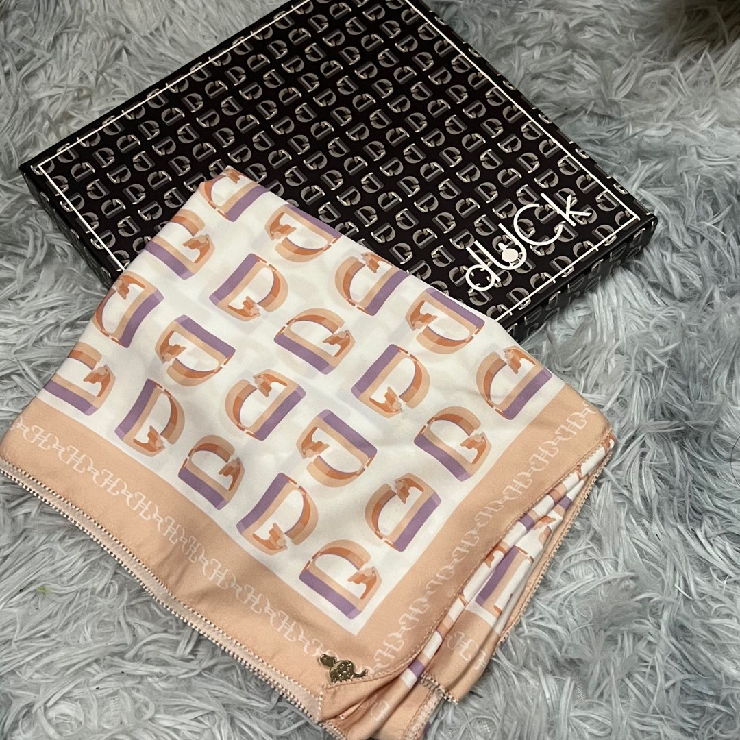 3D Monogram Duck Shawl in Cream, Women's Fashion, Muslimah Fashion ...