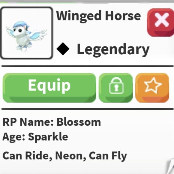 ADOPT ME PET- NFR WINGED HORSE, Video Gaming, Gaming Accessories, In ...