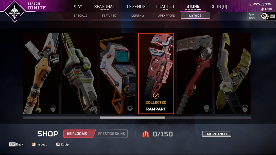 apex legends rampart heirloom account, Video Gaming, Video Games ...