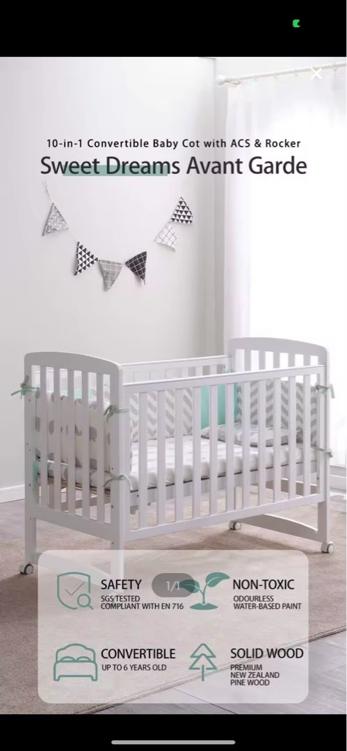 Palette Box baby Cot - Sweet Dreams Avant Garde 10-in-1 Convertible ...