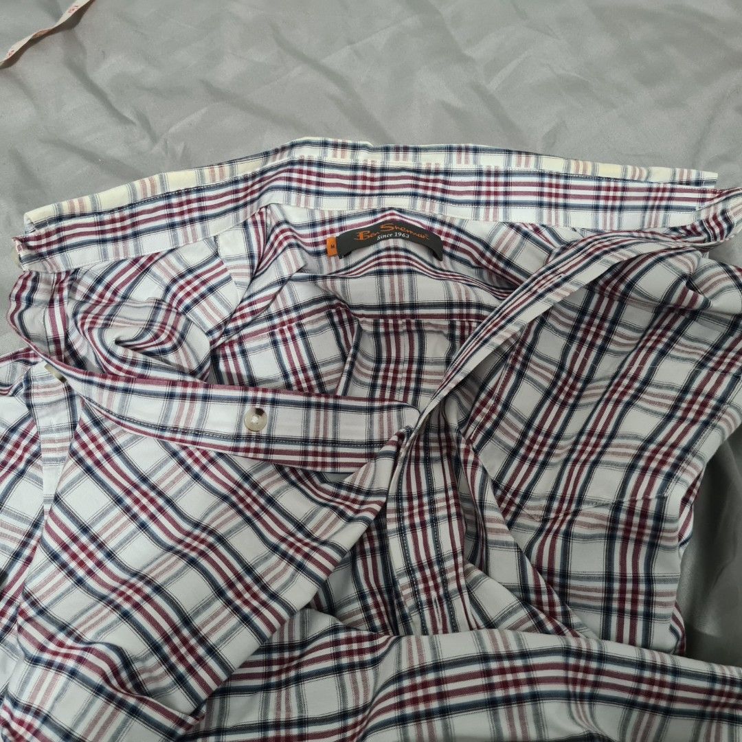 Ben Sherman Checkered Cutaway Collared Shiet, Men's Fashion, Tops ...