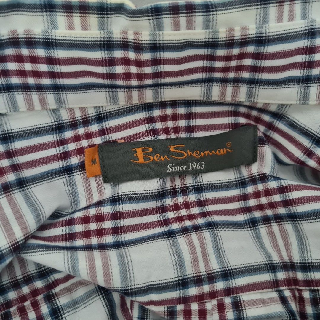 Ben Sherman Checkered Cutaway Collared Shiet, Men's Fashion, Tops ...