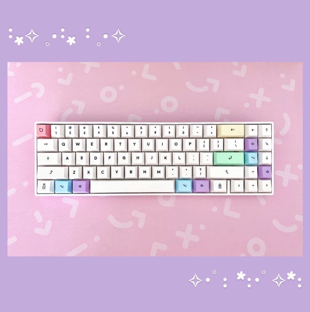 (Bundle) HK Gaming Milkshake Keycaps + Novelkeys Milkshake Pink Deskmat ...