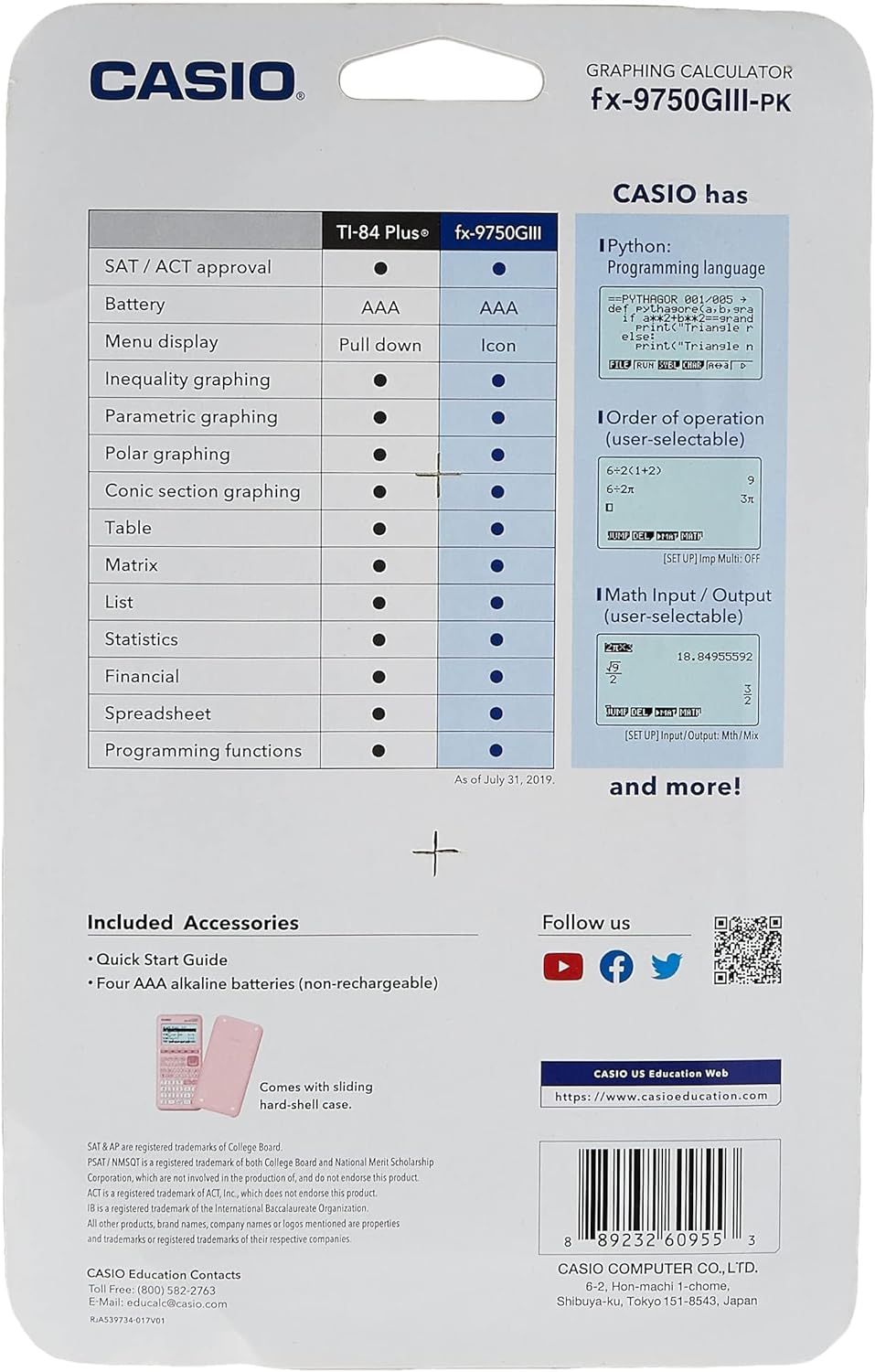 Casio fx-9750GIII Pink Graphing Calculator (fx-9750GIII-PK), Hobbies ...