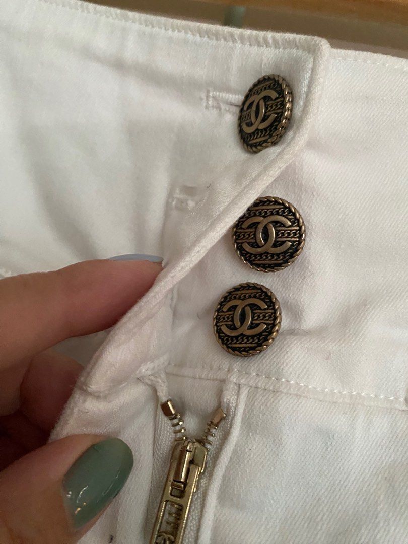 Chanel white short pants, Women's Fashion, Bottoms, Shorts on Carousell