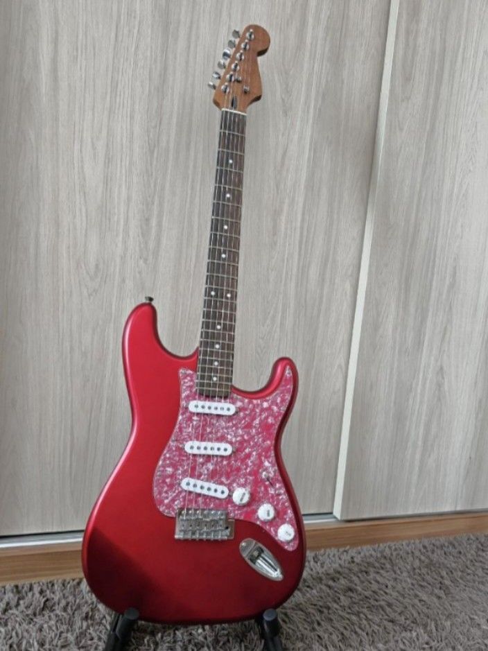 Custom Metal Red Stratocaster Electric Guitar with Custom Pickguard ...