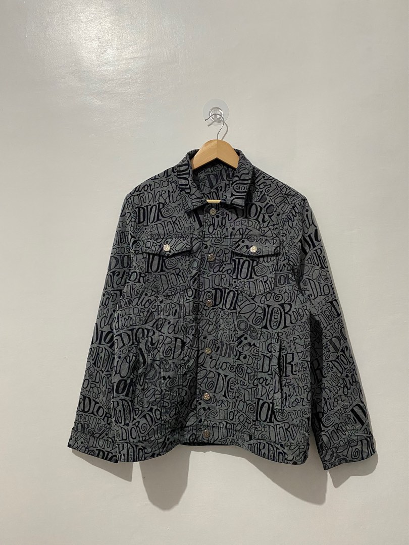 DIOR X SHAWN STUSSY AOP LIGHT DENIM JACKET, Luxury, Apparel on Carousell
