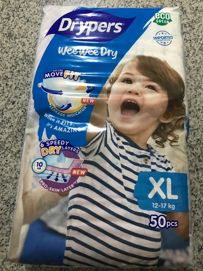Drypers Wee Wee Dry diaper XL, Babies & Kids, Bathing & Changing ...