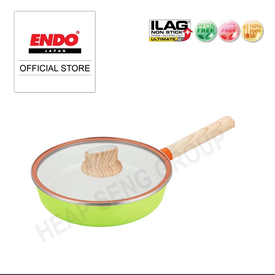 ENDO Botanical Cookware Collection 30cm I.H. Wok Pan + Lid, Furniture ...