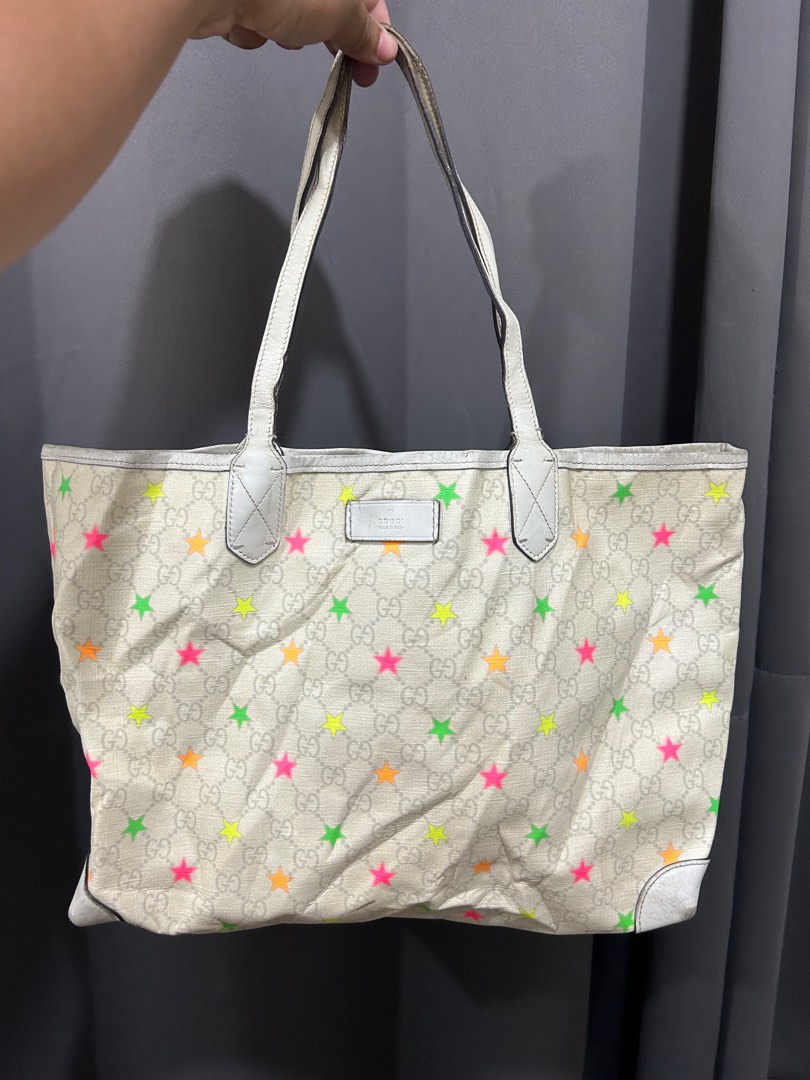 Gg white supreme star mono tote bag, Luxury, Bags & Wallets on Carousell