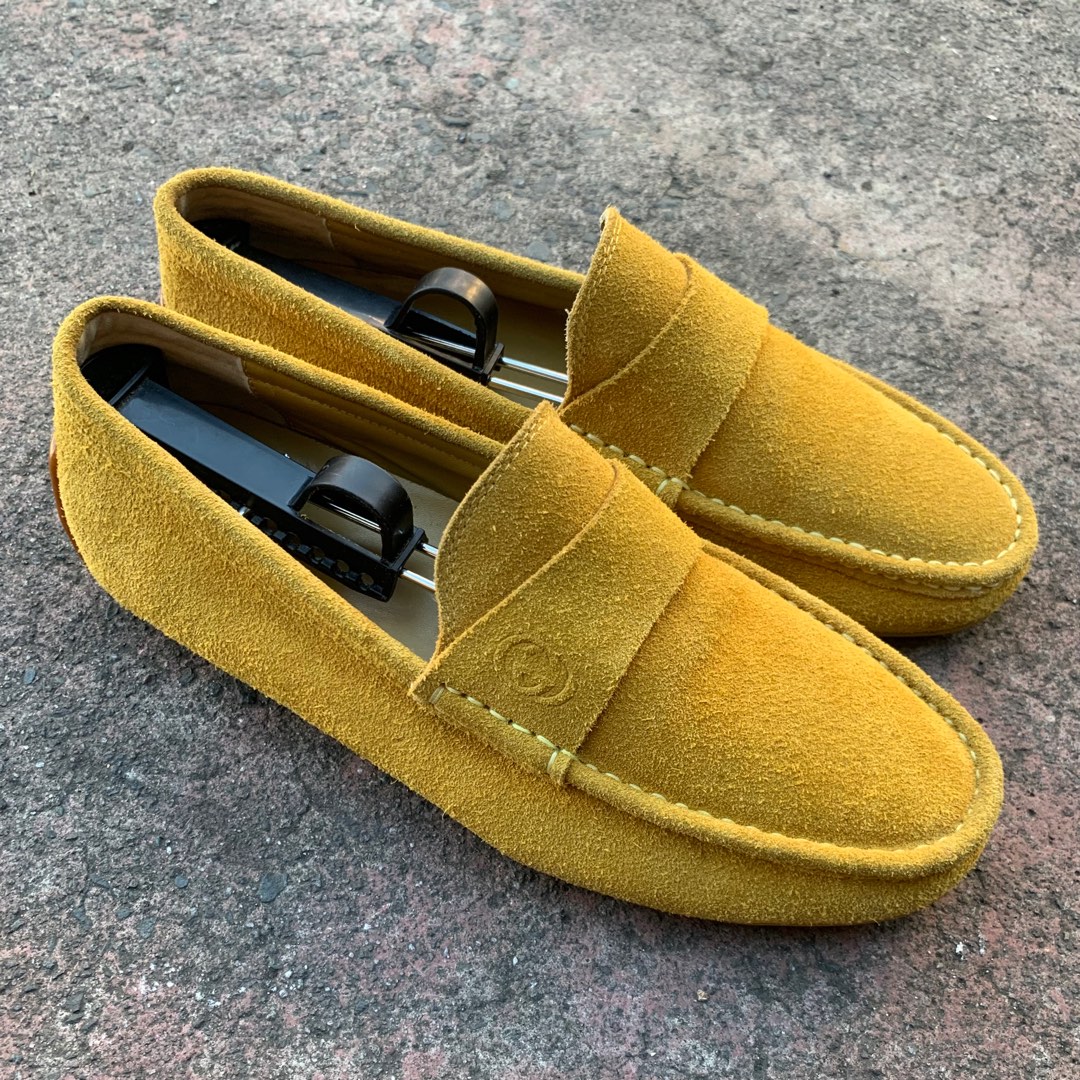 GUCCI loaders suede mustard driving shoes, Men's Fashion, Footwear ...