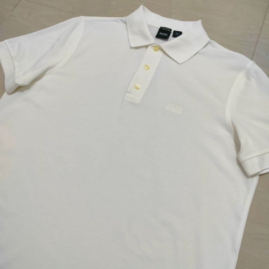 Hugo Boss White Script Polo Shirt, Men's Fashion, Tops & Sets, Tshirts ...