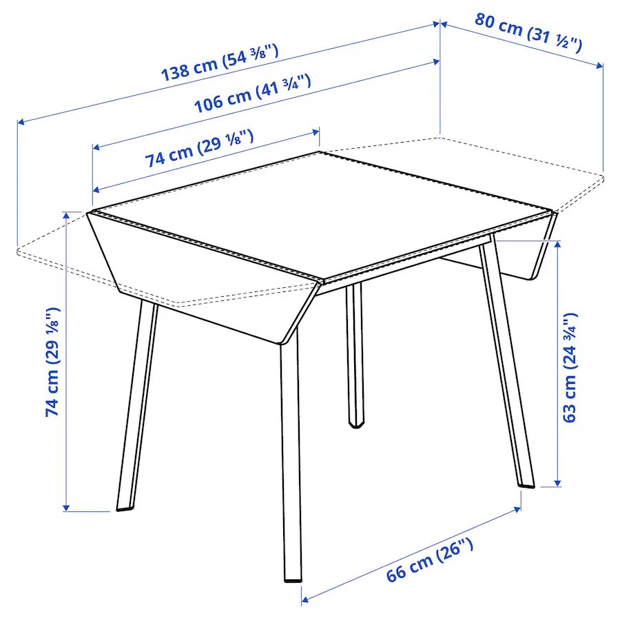 IKEA PS 2012 Drop-leaf table, bamboo/white, 74/106/138x80 cm, Furniture ...
