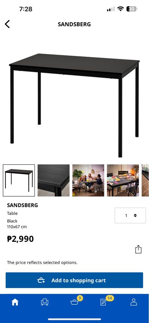 Ikea Sandberg Dining Table, Furniture & Home Living, Furniture, Tables ...