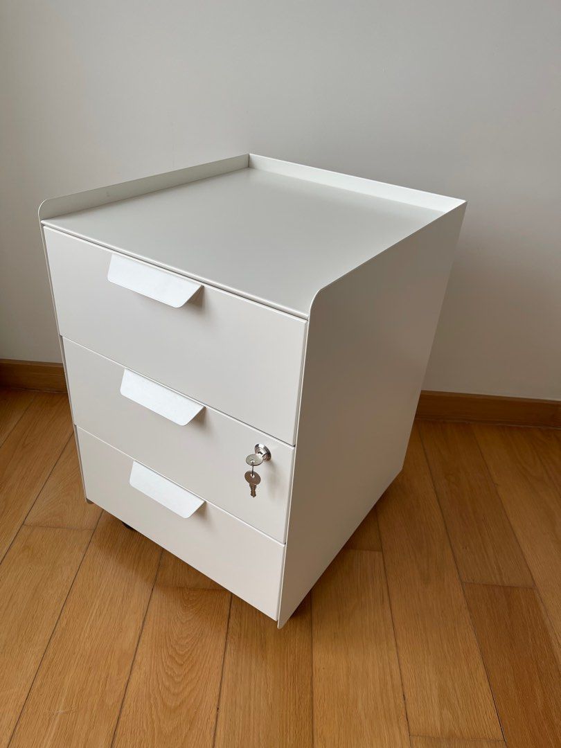 IKEA TROTTEN Drawer unit w 3 drawers on castors, white, Furniture ...
