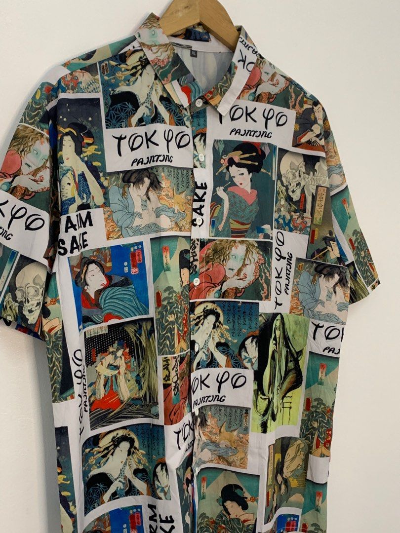 Japanese Ukiyoe Print Polo, Men's Fashion, Tops & Sets, Tshirts & Polo ...